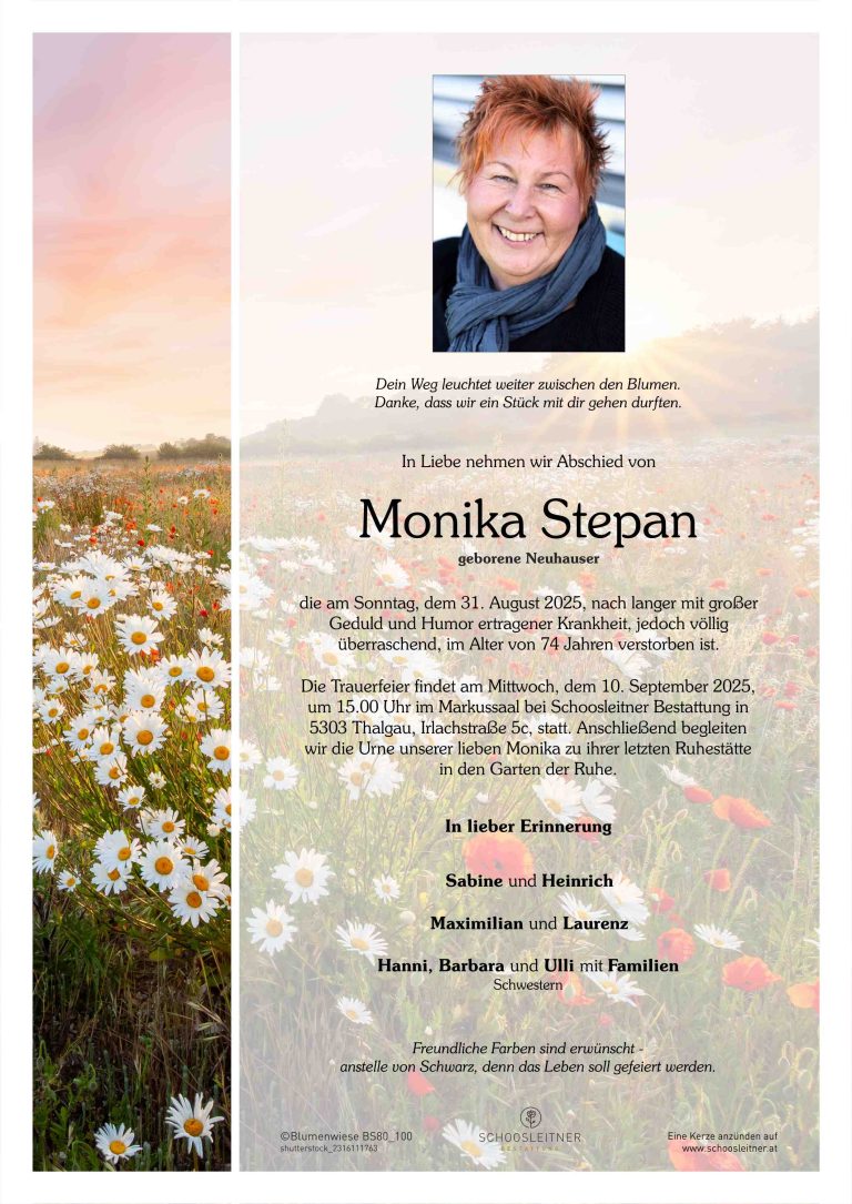 Frau Monika Stepan - Schoosleitner Bestattung I Rat und Hilfe im ...
